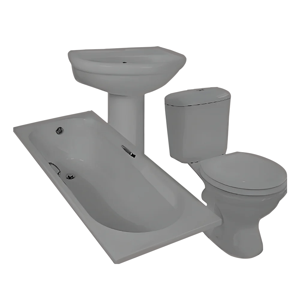 Buy Bathroom Set 7 Pieces With Grey Colour Finish